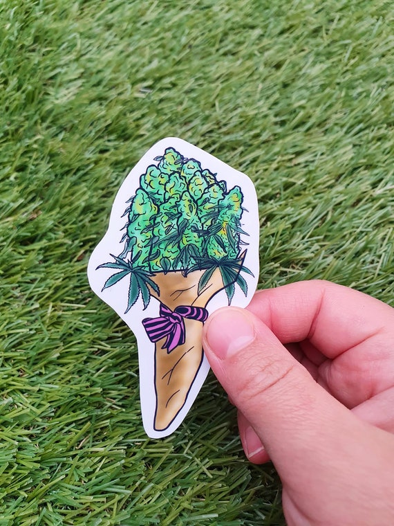 Weed Flower Bouquet Weed Sticker Plant Powered Car Sticker | Etsy