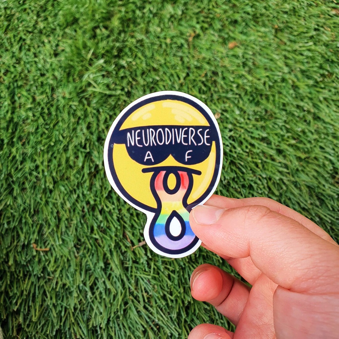 Neurodivergent Emoji Sticker. Neurodiverse AF, ADHD, Autism, Glossy ...