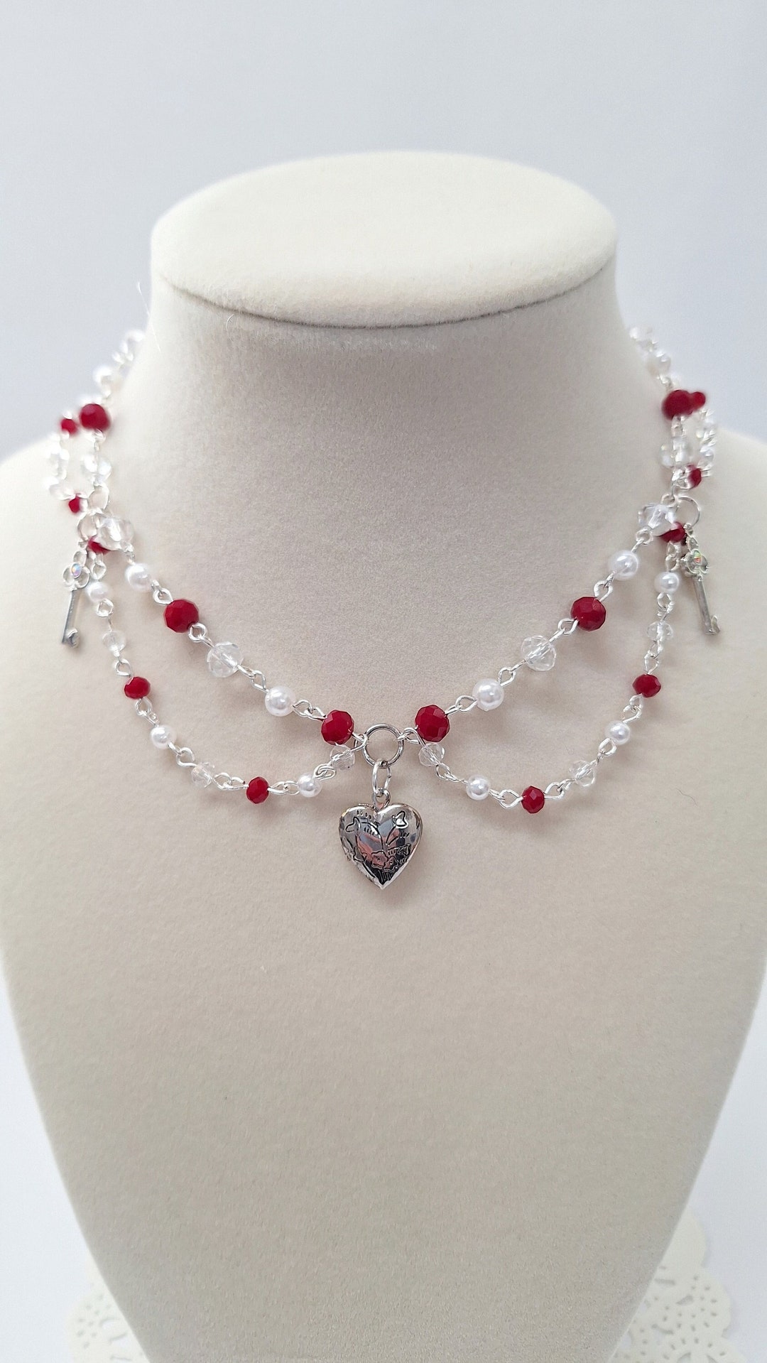 Heart Locket Coquette Necklace Valentines Jewelry Y2K, Aesthetic, Cute ...