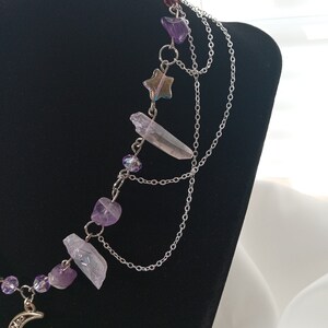 Moon Fairycore Necklace Crystal, Bead, Silver Necklace Handmade Gift ...