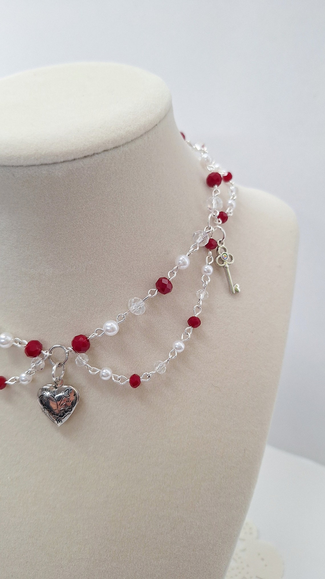 Heart Locket Coquette Necklace Valentines Jewelry Y2K, Aesthetic, Cute ...