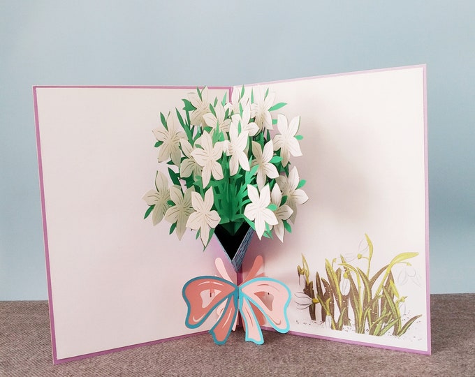 Gardenia Bouquet, 3D Pop-up Card, 3D Greeting Card, Pop Out Card, Paper ...