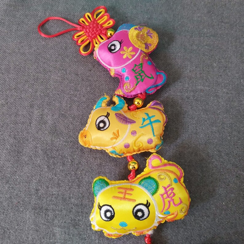 Hanging Stitched 12 Chinese Zodiac Animals Ornament With Tassel ...