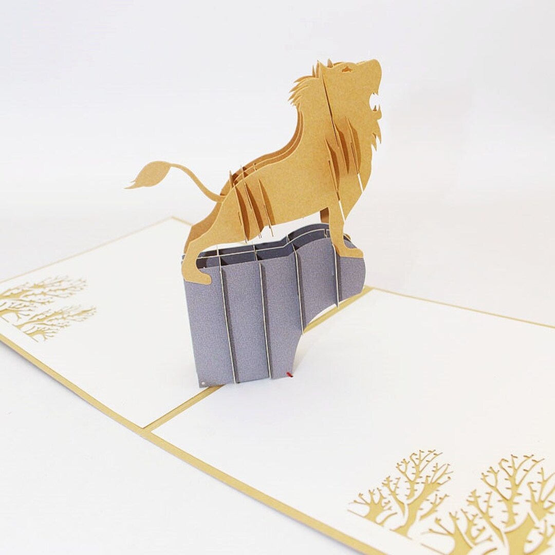 Lion, 3D Pop-up Card, 3D Greeting Card, Pop Out Card, Paper Craft ...