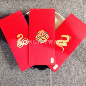 Embossed Golden Snakesset of 6pcs Chinese New Year Red Envelopes, Red ...