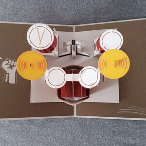 Drum Kit, 3D Pop-up Card, 3D Greeting Card, Pop Out Card, Paper Craft ...