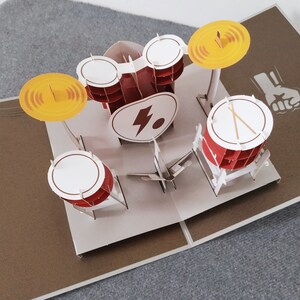 Drum Kit, 3D Pop-up Card, 3D Greeting Card, Pop Out Card, Paper Craft ...