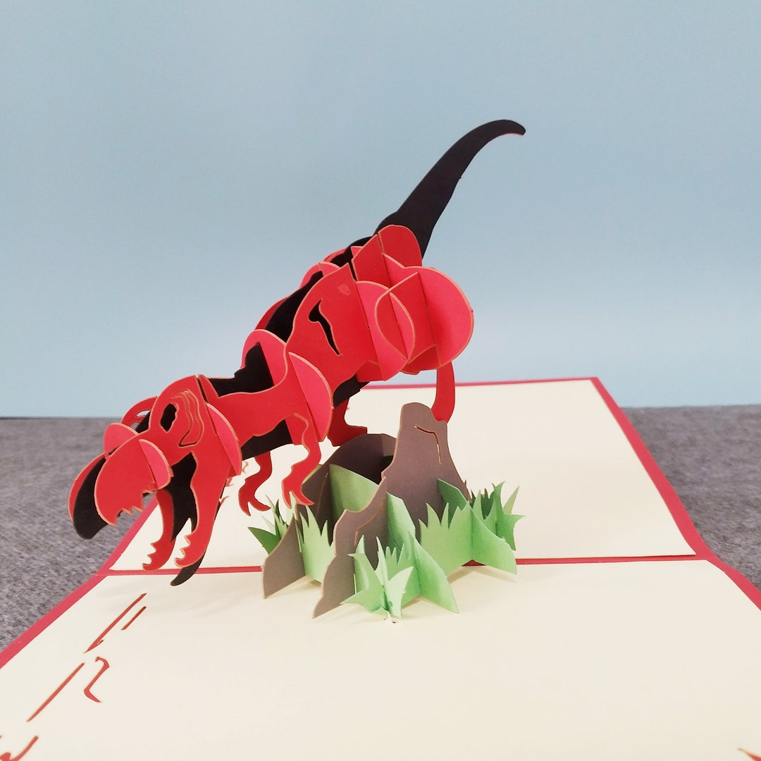 Roaring Dinosaur, 3D Pop-up Card, 3D Greeting Card, Pop Out Card, Paper ...