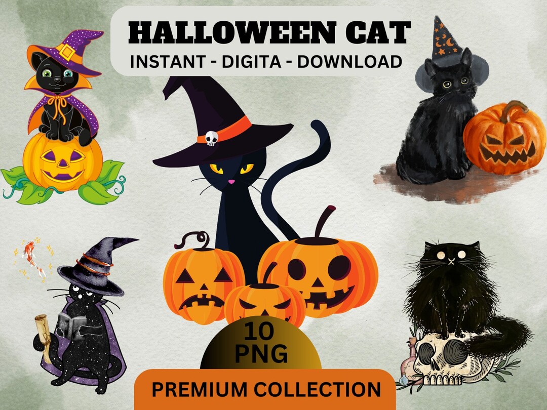 Set of 4 Pictures, Halloween Cat Svg , Cute Halloween Cat, Halloween ...