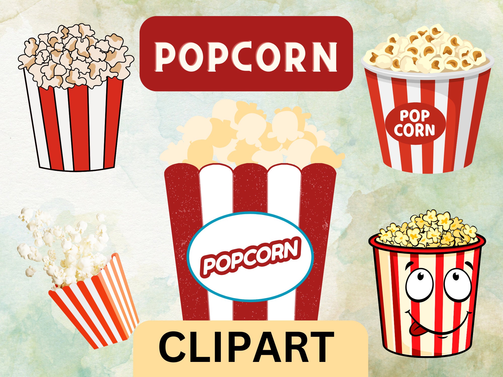 Set of 5 Picture, Popcorn SVG, Popcorn Box Svg, Popcorn Bucket, Popcorn ...