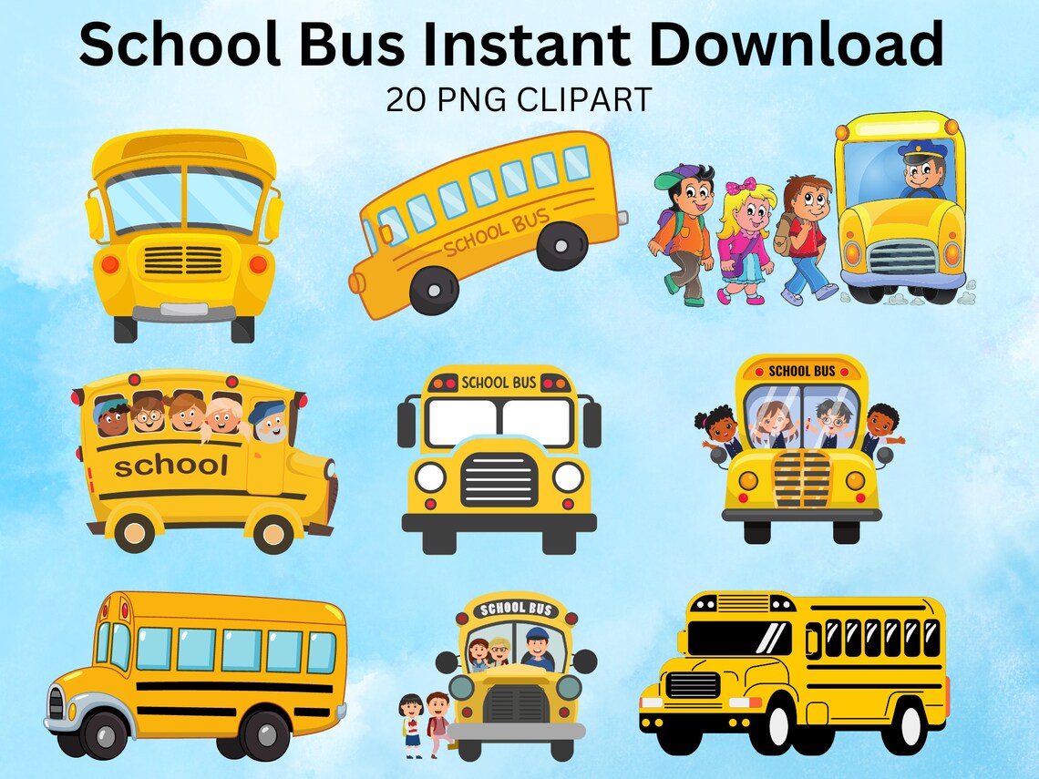 Set of 21 Pictures, School Bus Svg, Back to School, Instant Download ...