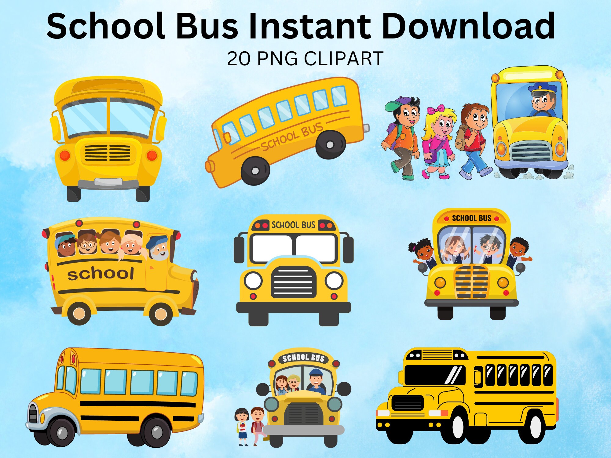 Set of 21 Pictures, School Bus Svg, Back to School, Instant Download ...