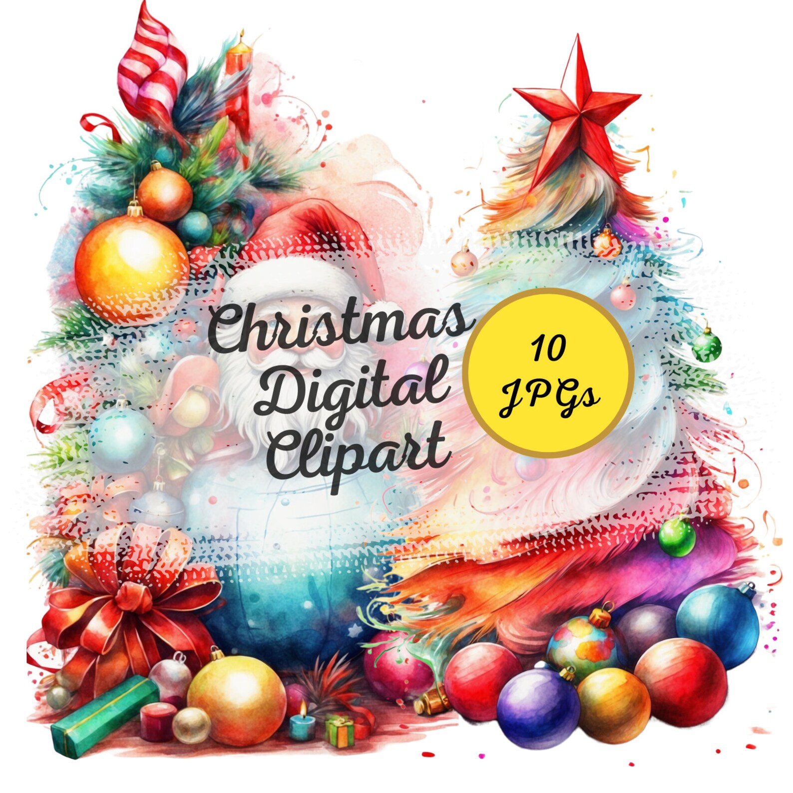 Christmas Digital Clipart, Christmas Gift Box Clipart, Santa Clause ...