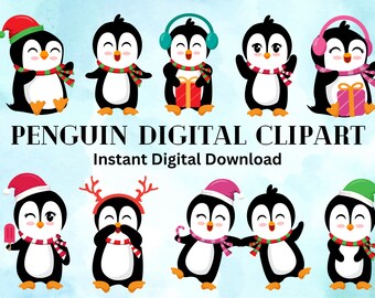 Cute Penguins Clipart, 10 Penguin PNG, Winter Animals, Penguin ...