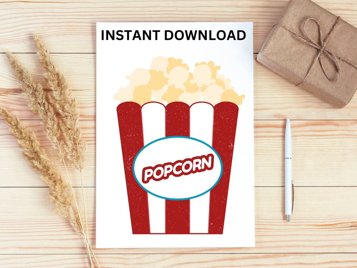 Set of 5 Picture, Popcorn SVG, Popcorn Box Svg, Popcorn Bucket, Popcorn ...