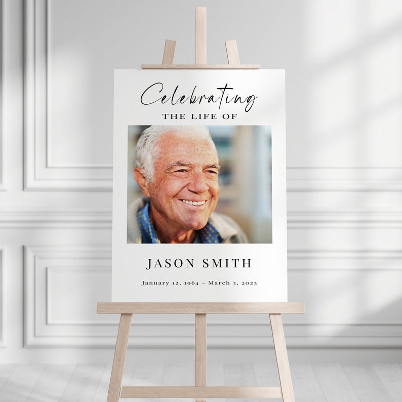 Editable Funeral Welcome Sign, Celebrating the Life Poster, Obituary ...