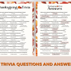 Thanksgiving Printable Trivia Game, Thanksgiving Game, Thanksgiving Kid ...