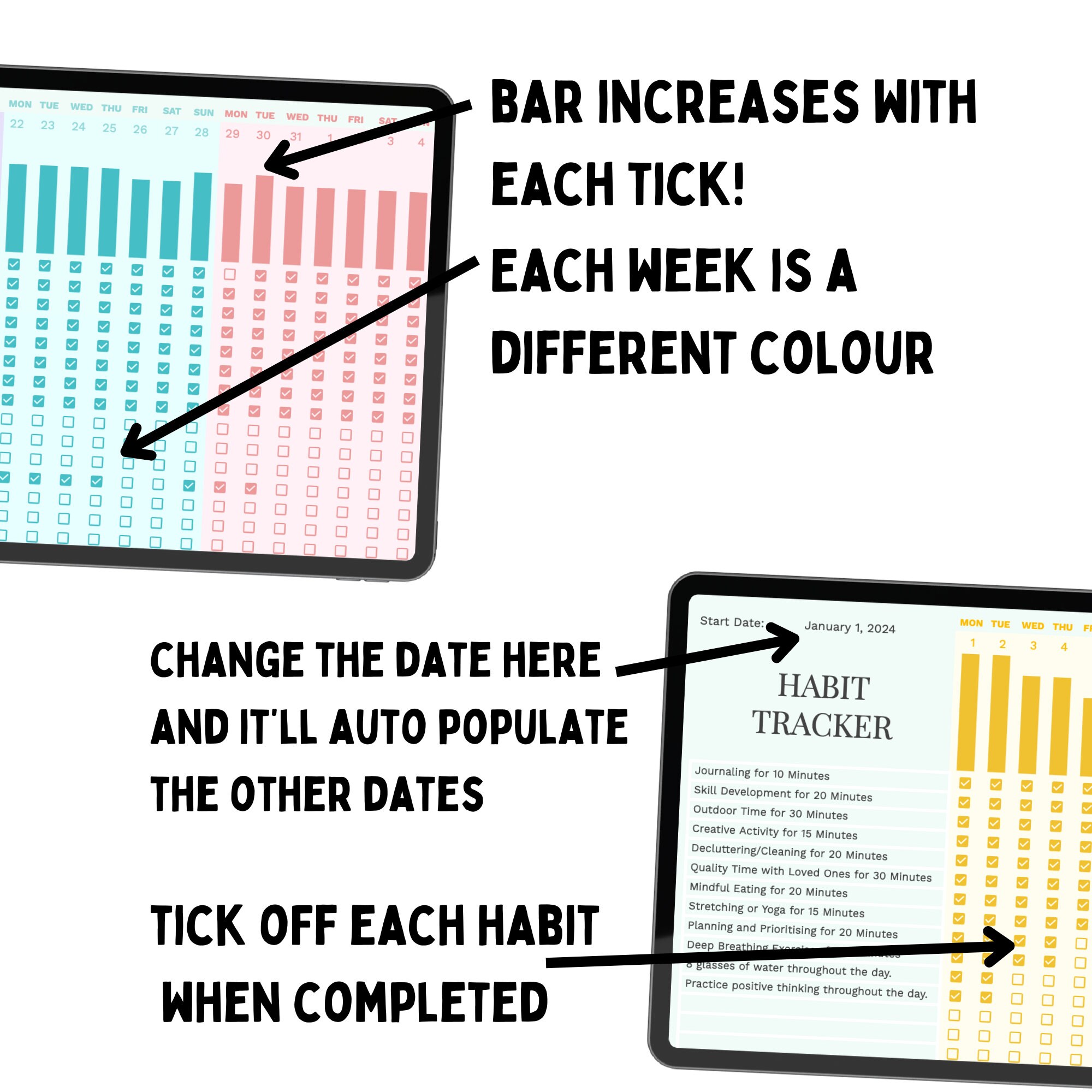 2024 Habit Tracker Spreadsheet Template, Google Sheets Yearly Habit ...