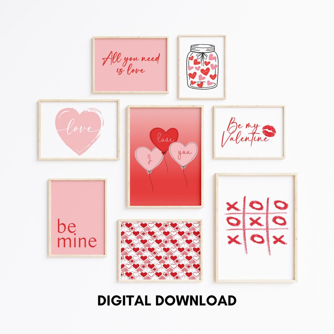 Valentines Gallery Set of 8, Valentines Day Art | Valentines Day ...