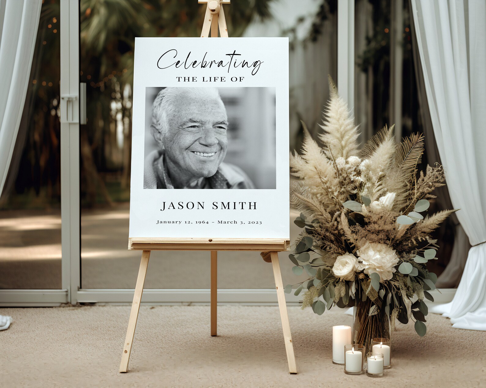 Editable Funeral Welcome Sign, Celebrating the Life Poster, Obituary ...