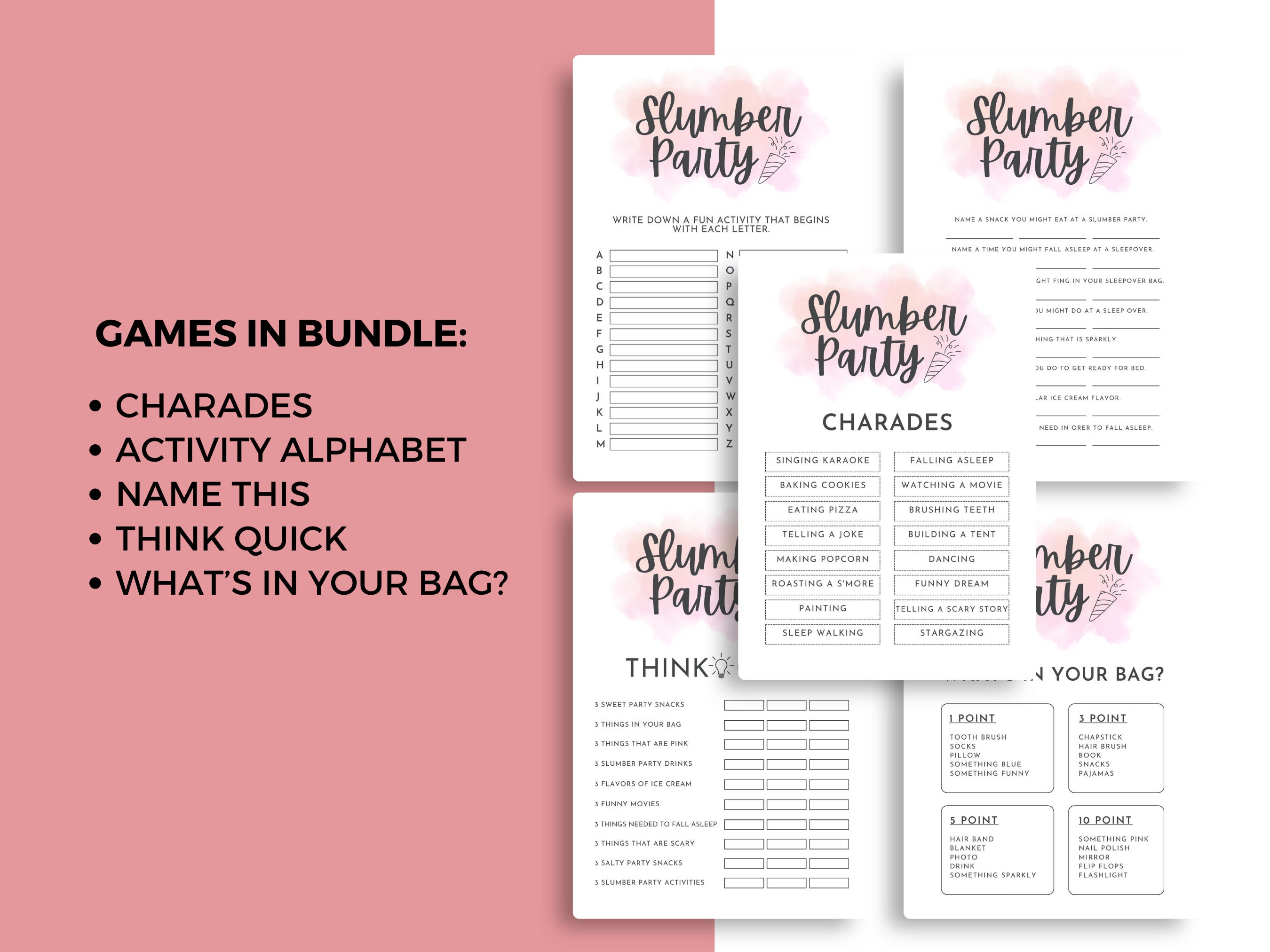 20 Sleepover Party Games, Printable Game Girl Slumber Party, Teen ...
