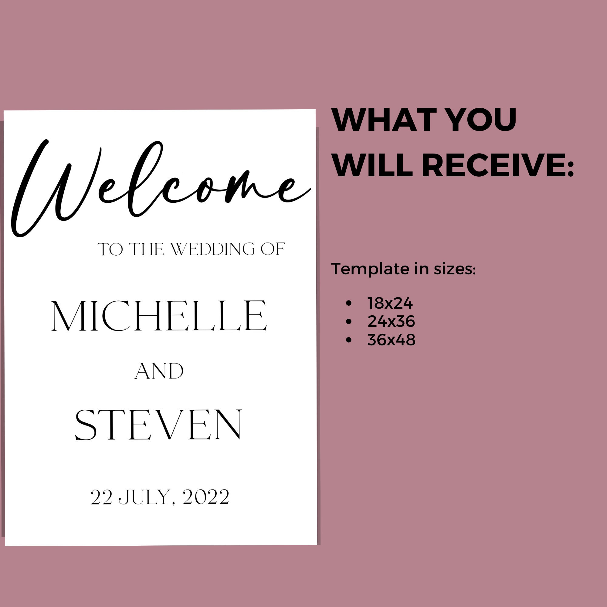 Minimalist Wedding Welcome Sign Welcome Wedding Sign Script - Etsy