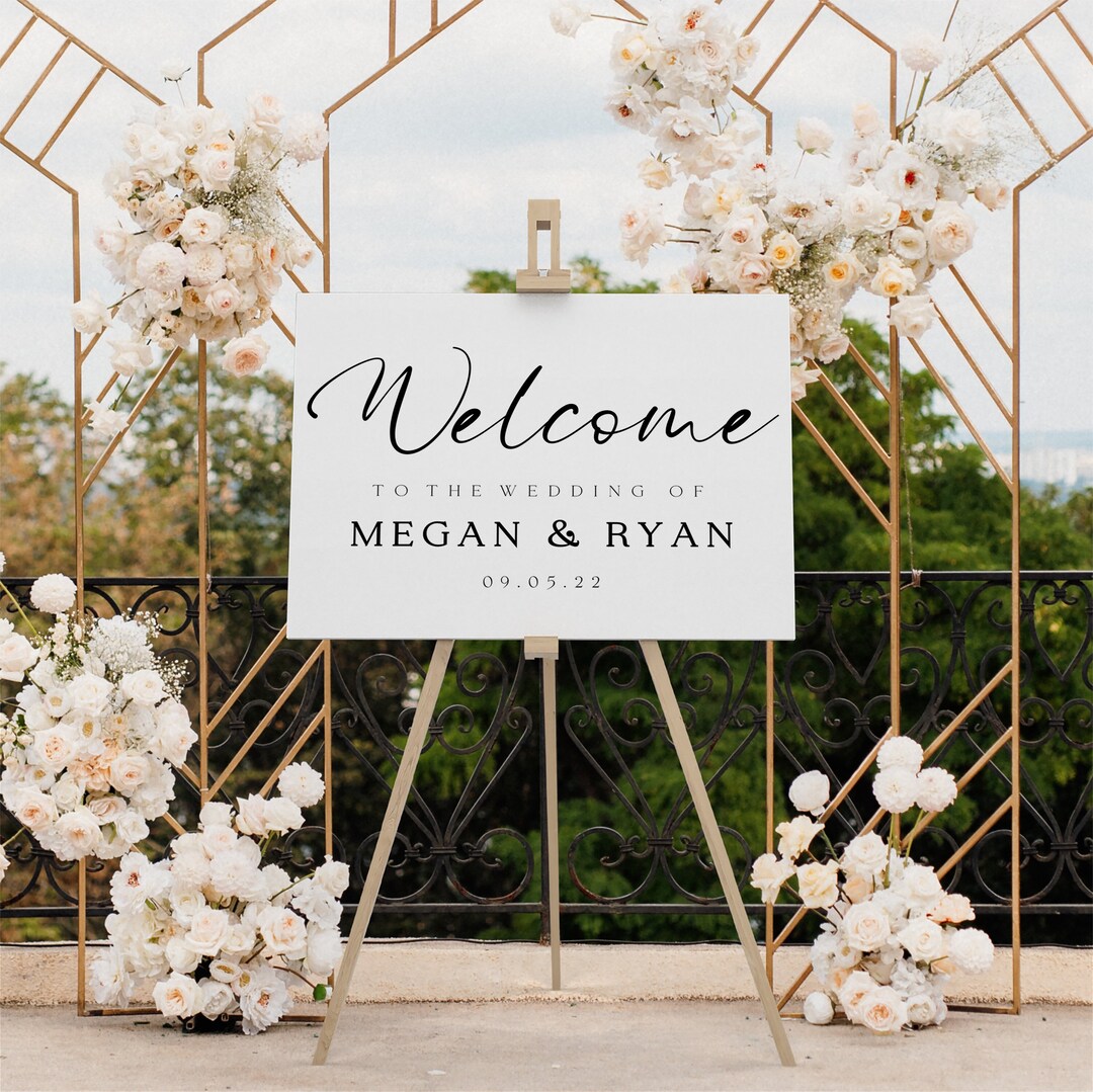 Beautiful Large Wedding Welcome Sign, Editable Script Font Wedding ...