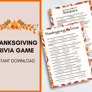Thanksgiving Printable Trivia Game, Thanksgiving Game, Thanksgiving Kid ...