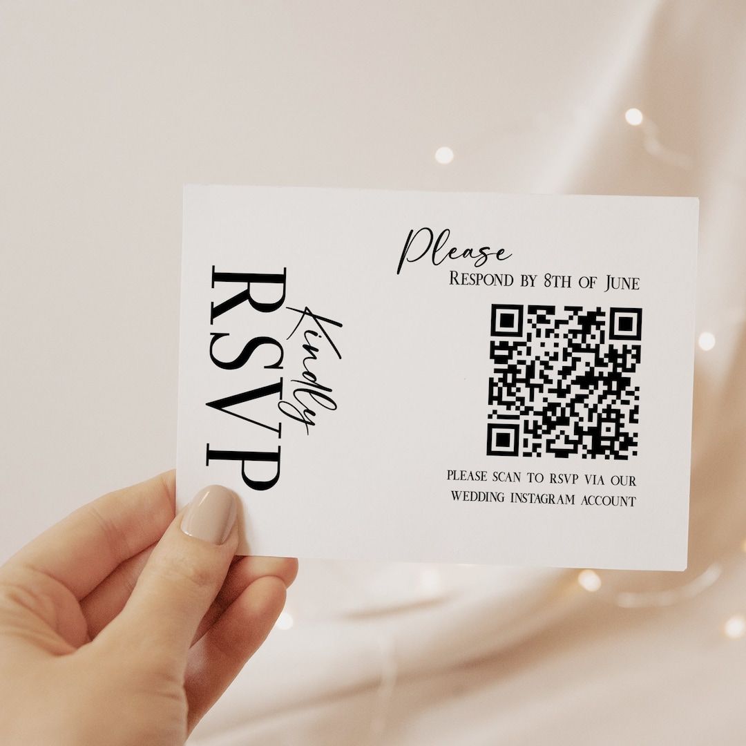 Modern QR Code RSVP Card, Wedding Response Card, Minimalist Reply Card ...