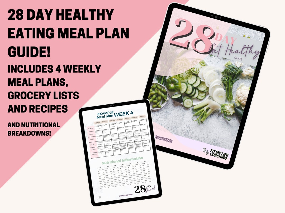 28 Days Clean & Healthy Meal Plan, 4 Weeks Clean Eating Recipe Template ...