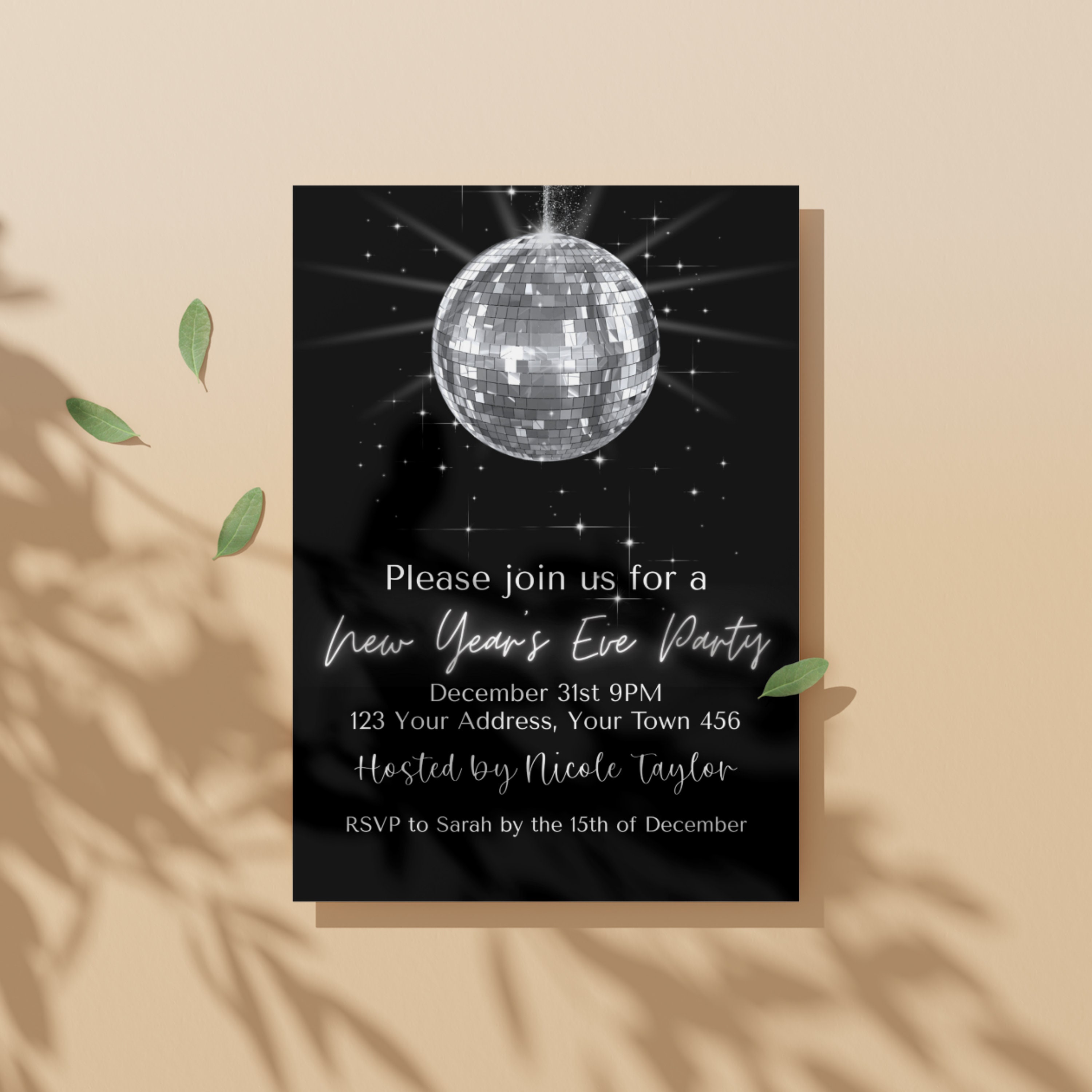 2024 New Year Eve Disco Ball Invite Instant Download Editable - Etsy