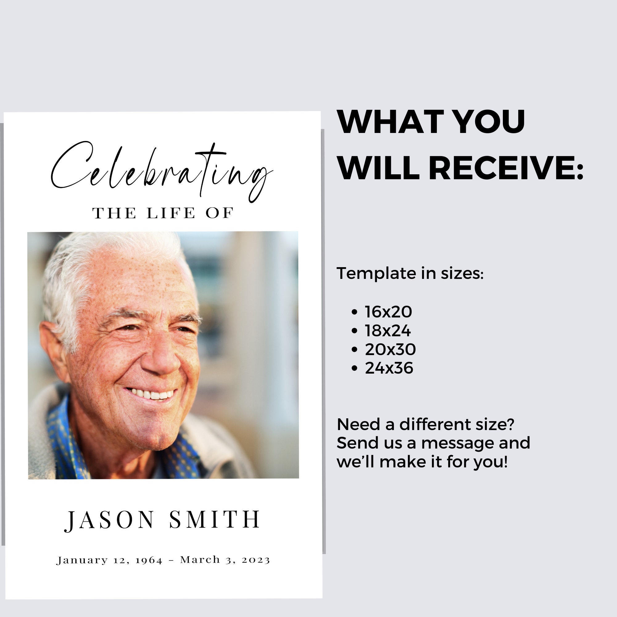 Editable Funeral Welcome Sign Celebrating The Life Poster Obituary