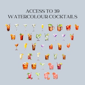 Watercolour Cocktails Open Bar Menu, 8x10 Editable Table Sign, Wedding ...
