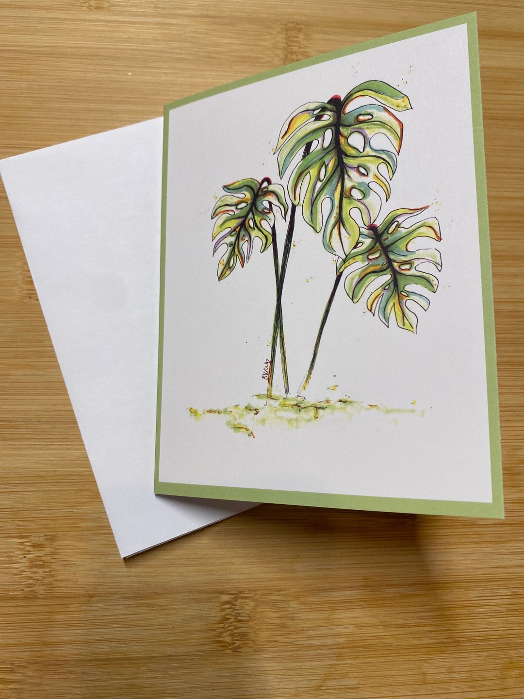 Monstera Greeting Card- Botanical, Monstera Card, Blank Stationary ...