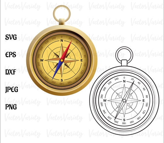 Vintage Compass Retro Outline Illustration Sticker Cut - Etsy