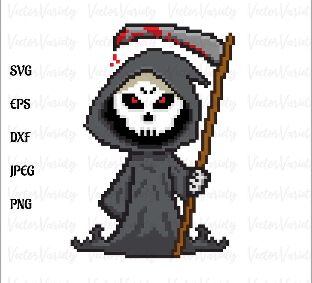 Grim Reaper, Pixel Art, 8 Bit, 16 Bit, Svg, Png, Jpg, Dxf, Eps, Cricut ...