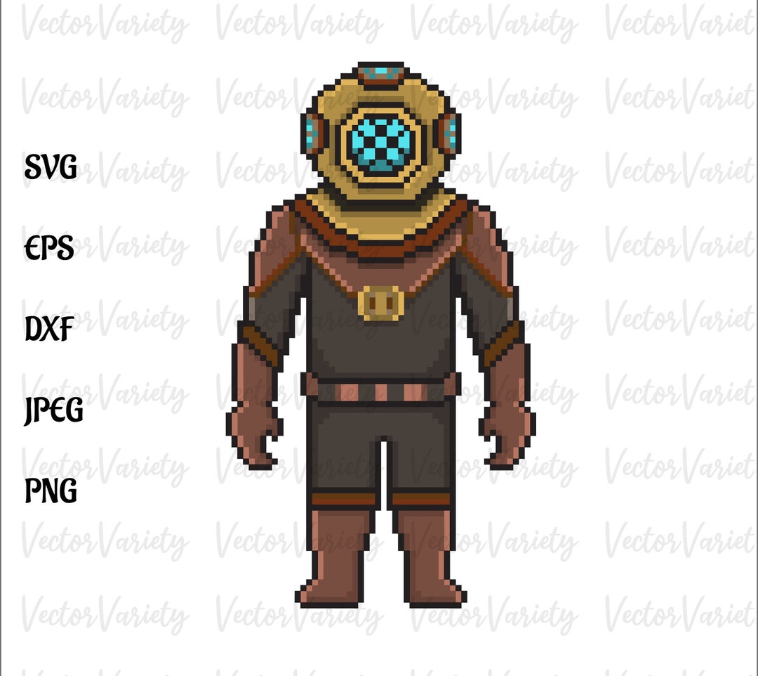 Steampunk Scuba Suit, Pixel Art, Old, Vintage, Diving Suit, Digital Art ...