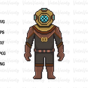 Steampunk Scuba Suit, Pixel Art, Old, Vintage, Diving Suit, Digital Art ...