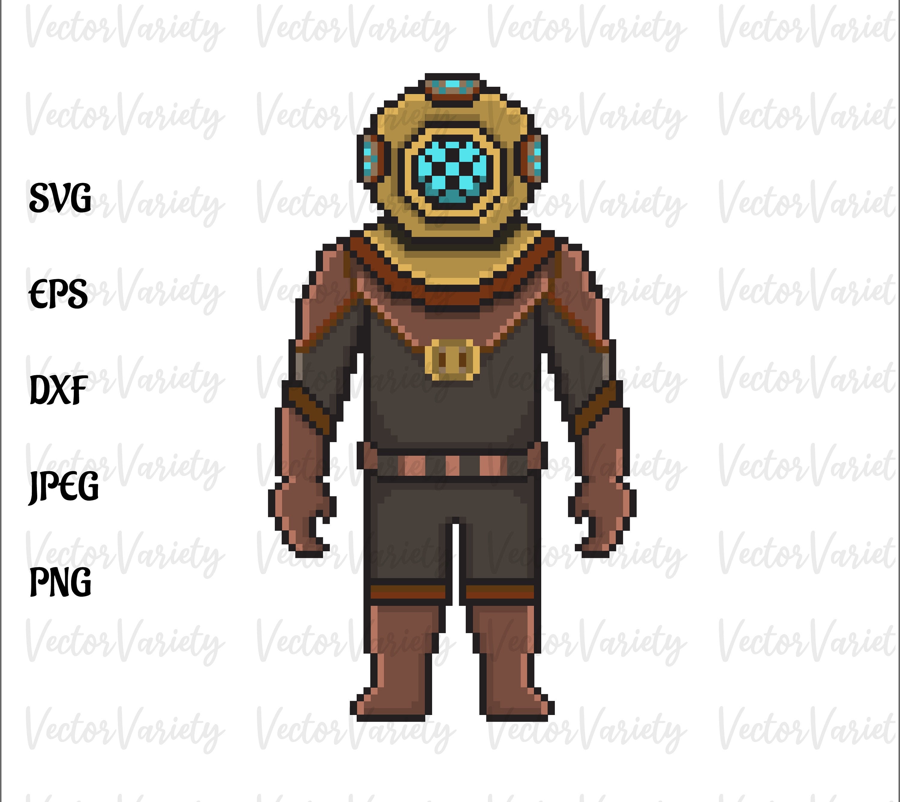 Steampunk Scuba Suit, Pixel Art, Old, Vintage, Diving Suit, Digital Art ...