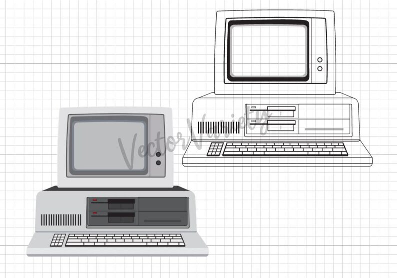 Vintage Computer, Retro, Outline, Illustration, Cut File, Svg, Eps, Png ...