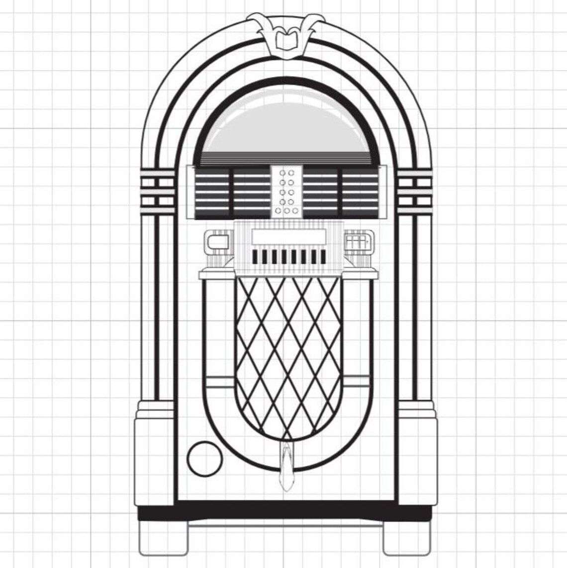 Vintage Jukebox, Retro, Cd, Outline, Illustration, Cut File, Svg, Eps ...