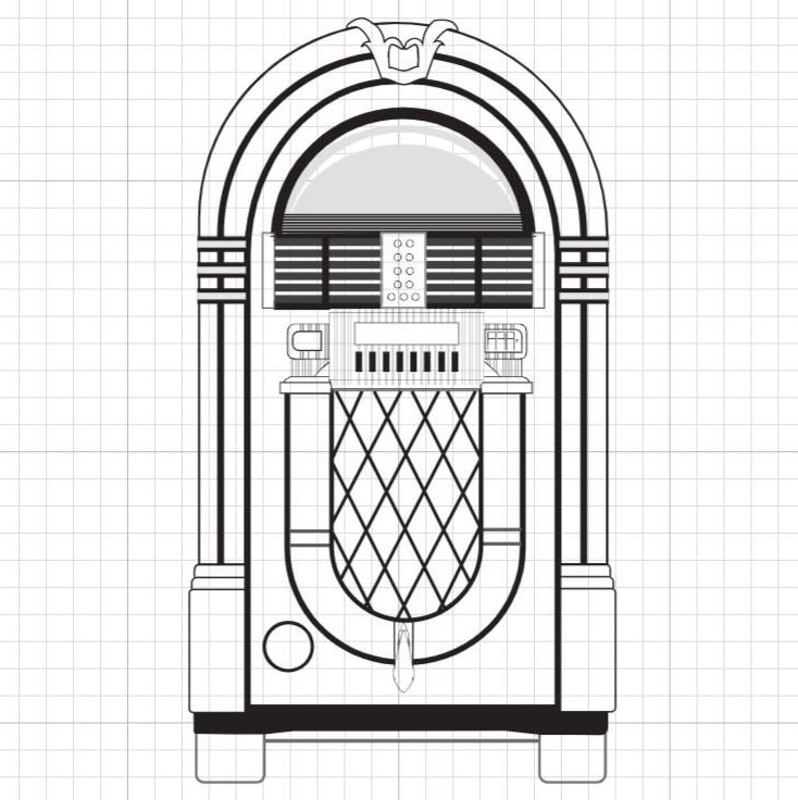 Vintage Jukebox, Retro, Cd, Outline, Illustration, Cut File, Svg, Eps ...