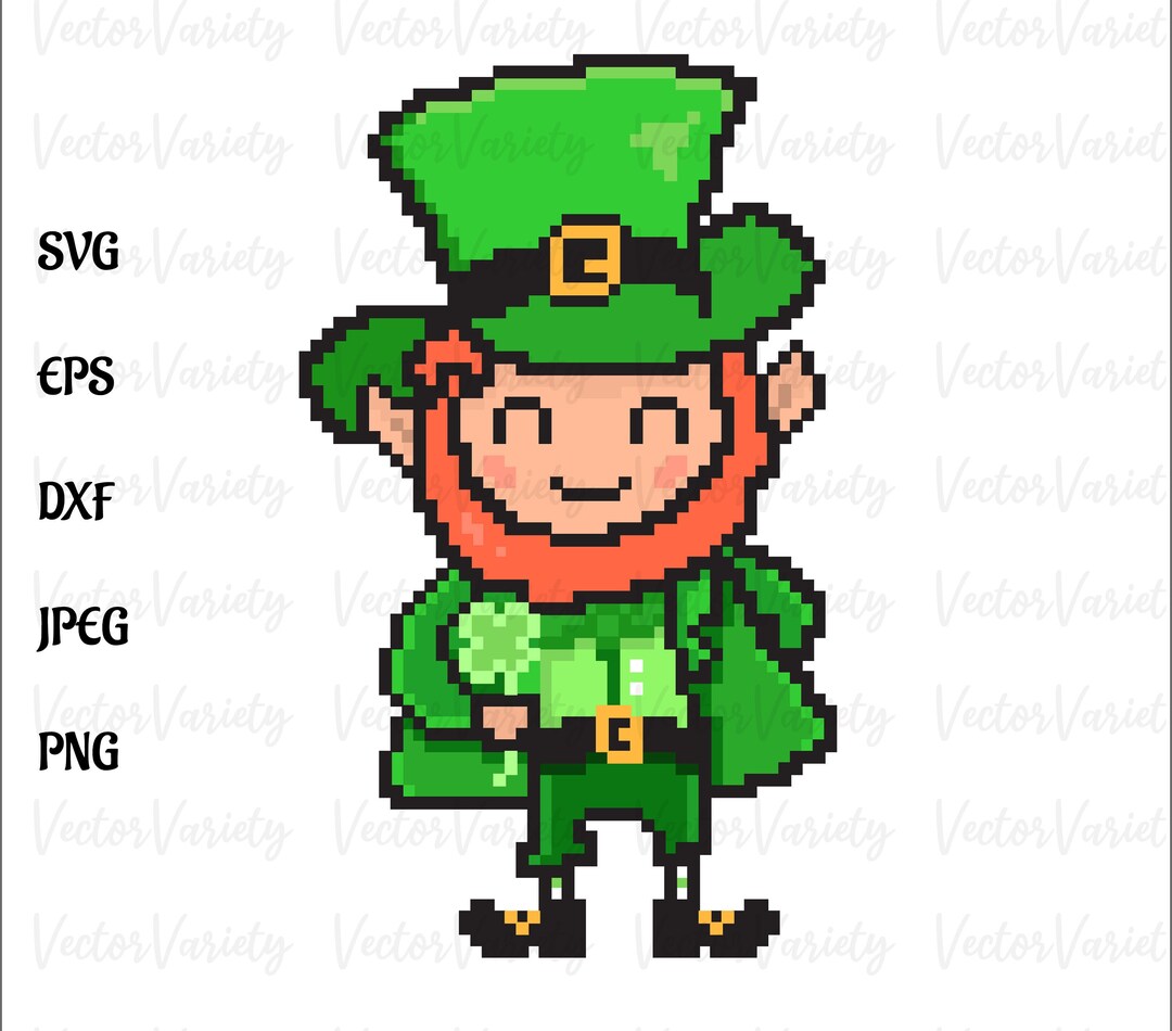 Leprechaun Pixel Art, Clip Art Design, Sticker, Wall Art, Svg, Jpg, Dxf ...