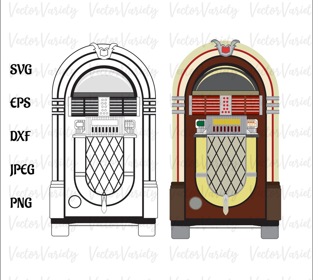 Vintage Jukebox, Retro, Cd, Outline, Illustration, Cut File, Svg, Eps ...