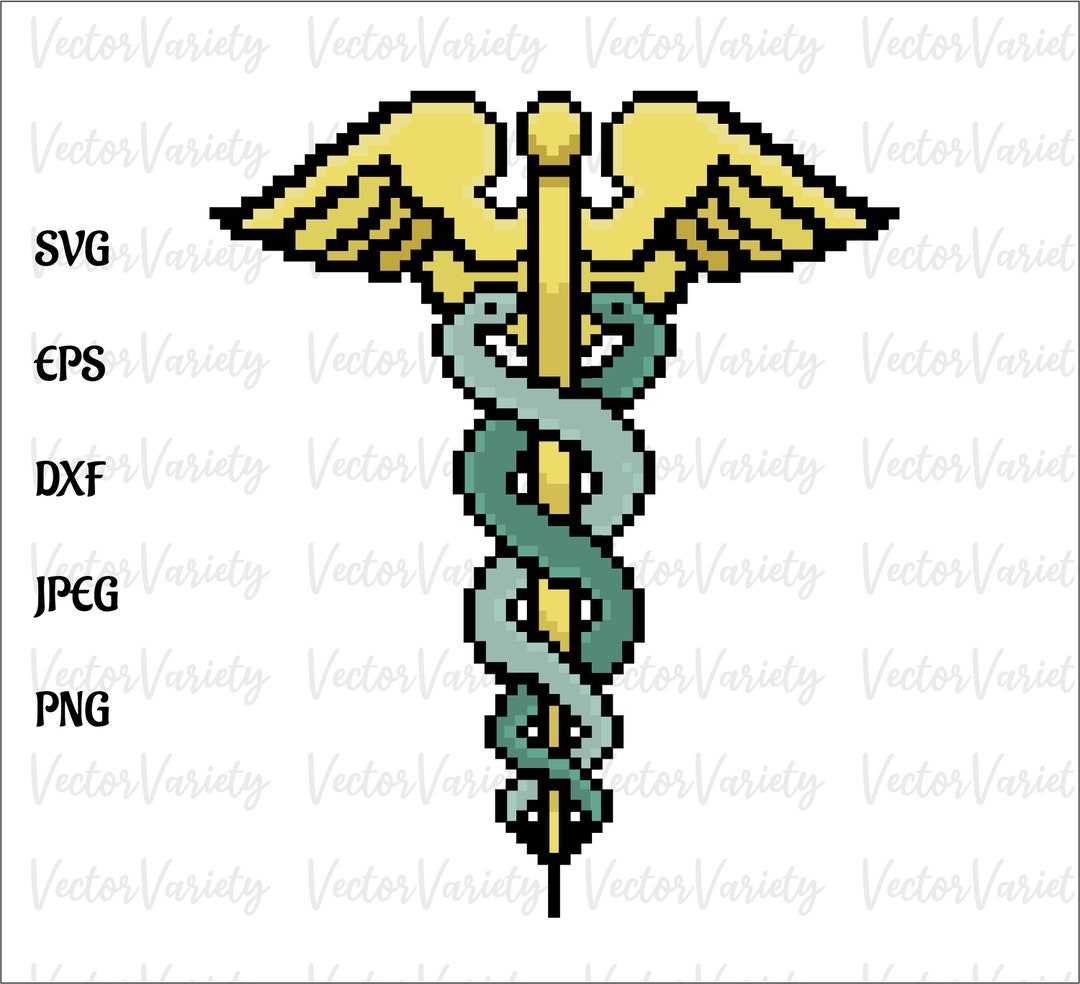 Caduceus, Pixel Art, Staff of Hermes, Mercury, Health, Doctor, Digital ...