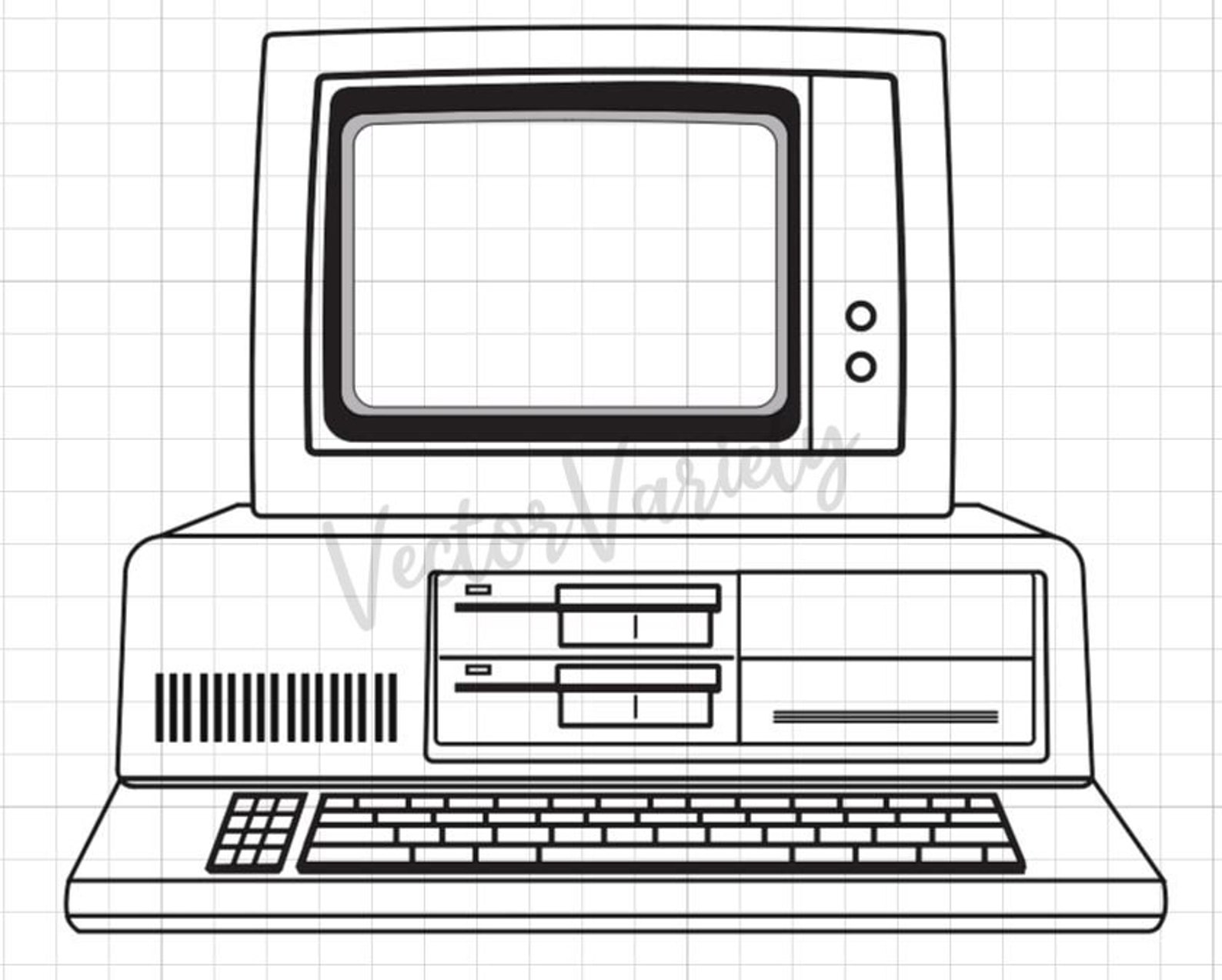 Vintage Computer, Retro, Outline, Illustration, Cut File, Svg, Eps, Png ...