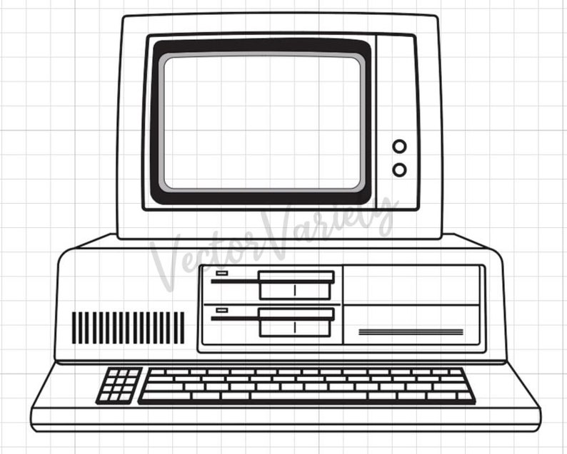 Vintage Computer, Retro, Outline, Illustration, Cut File, Svg, Eps, Png ...