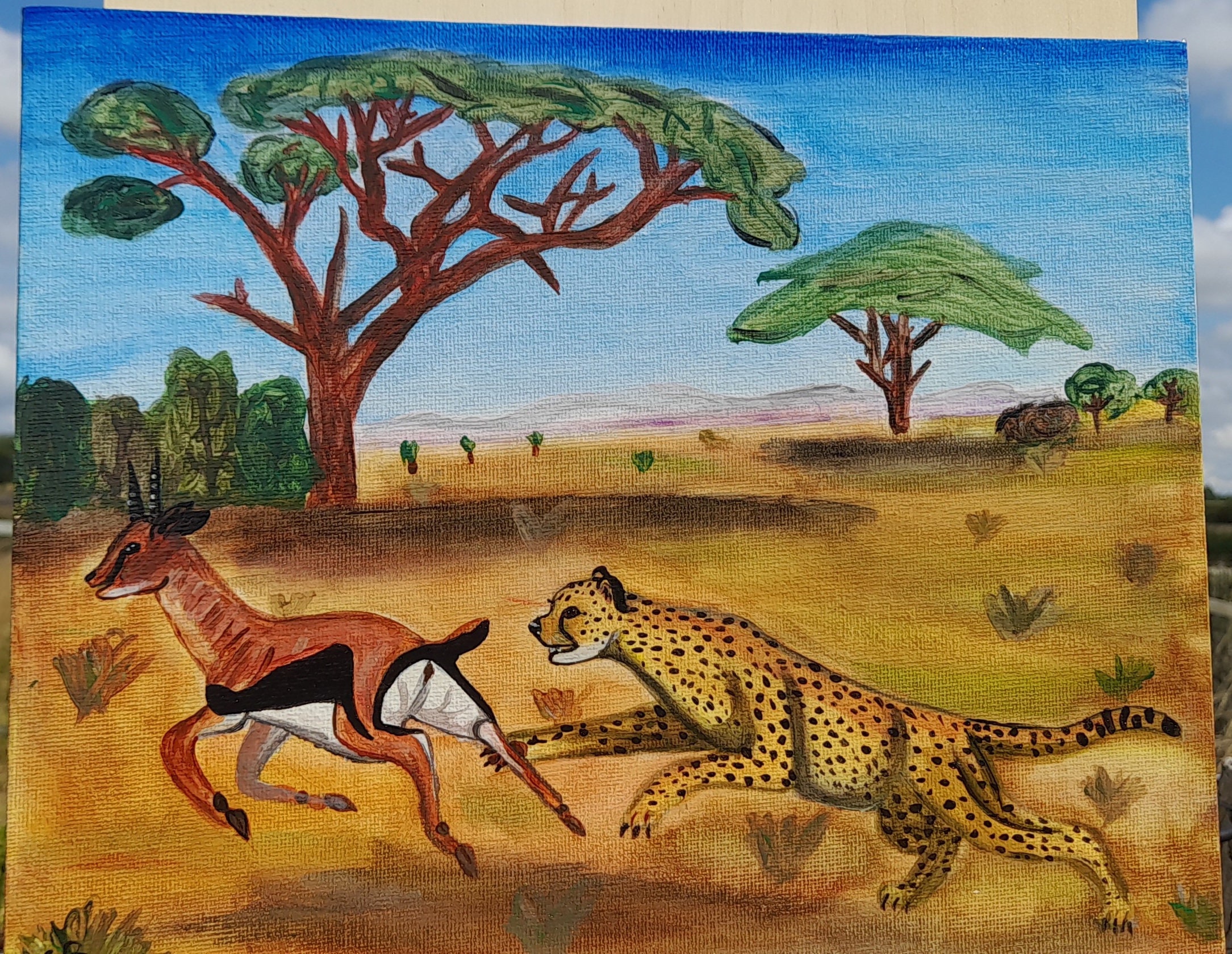 Cheetah Chasing Gazelle Drawing