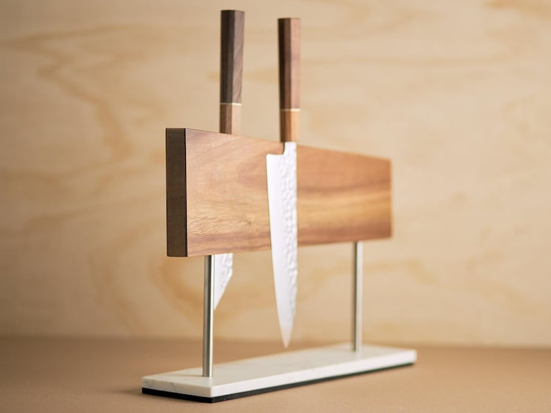 Magnetic Knife Block | Double Sided Holds 10 to 12 Knives | Blades up ...