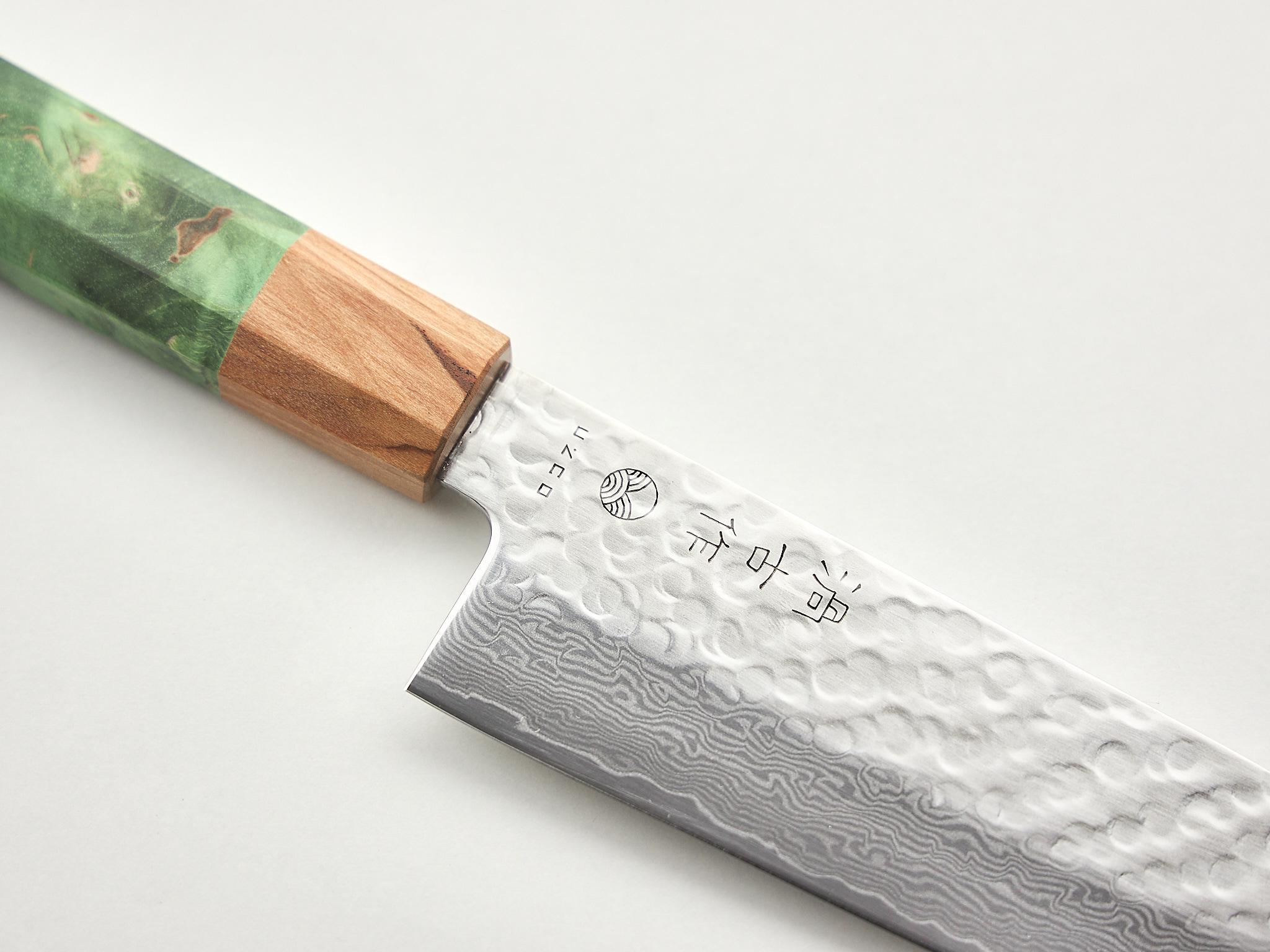 Damascus Santoku Chef Knife Set With Sharpening Kit | Verdant Handle - Etsy